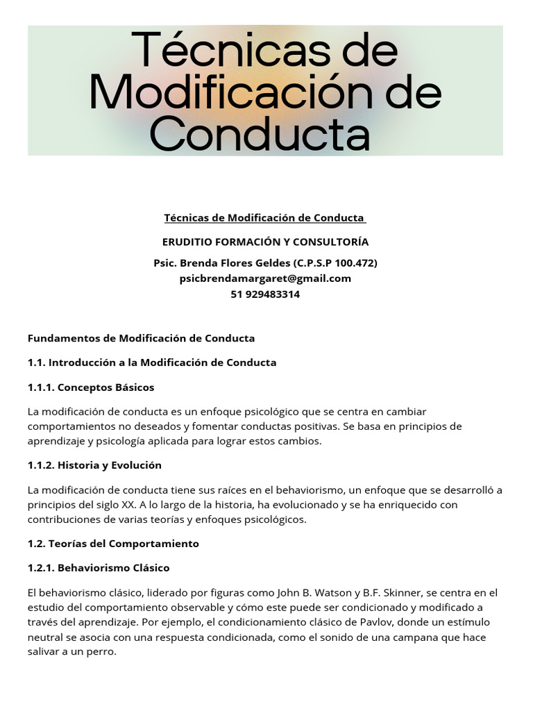 Técnicas de Modificación Conductual | PDF | Crecimiento personal y ...