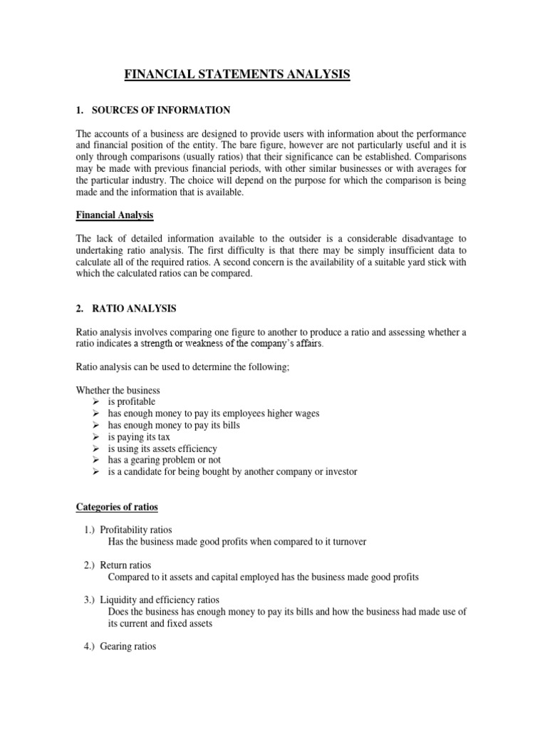 Fsa Ratio Analysis | PDF