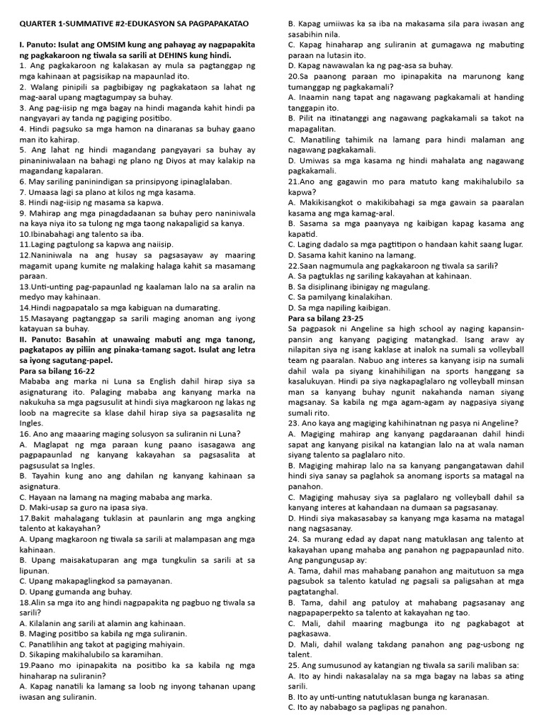 Q1.SUMMATIVE-2.ESP | PDF