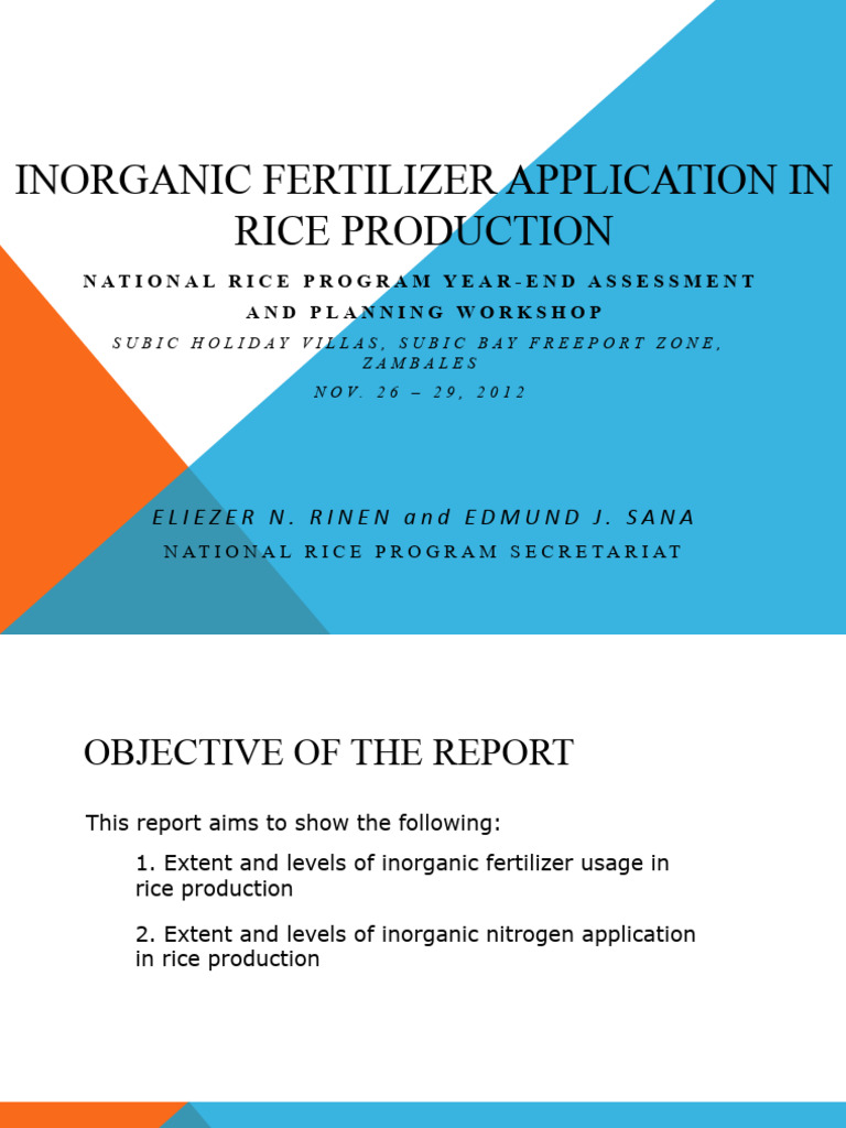Inorganic Fertilizer Application in Rice Production PPT Main | PDF ...
