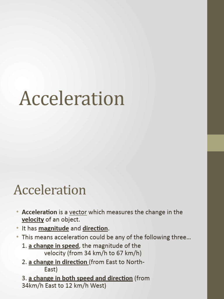 Acceleration | PDF | Velocity | Acceleration
