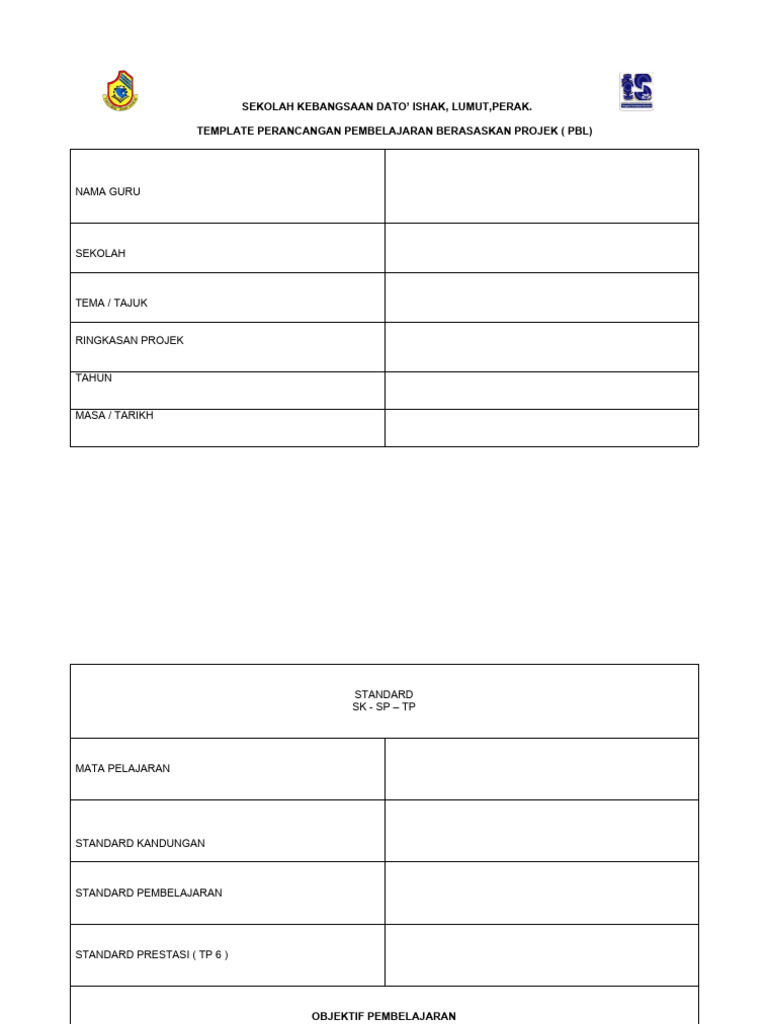 Template Perancangan Pembelajaran Berasaskan Projek | PDF