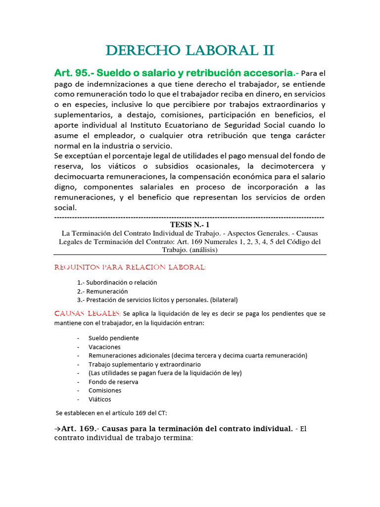 DERECHO LABORAL II Final | PDF | Derecho laboral | Salario