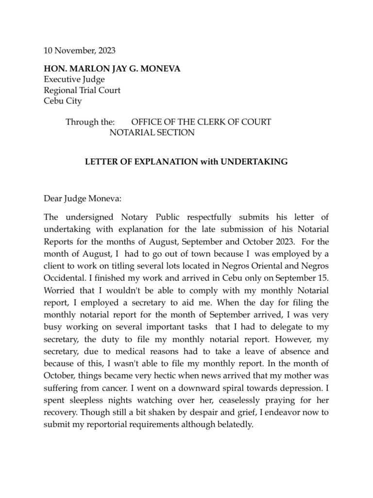 Letter of Undertaking With Explanation | PDF