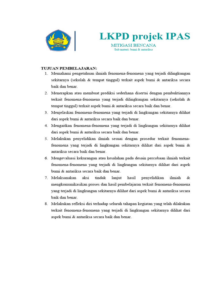 3 LKPD Mitigasi Bencana Bumi & Antariksa | PDF