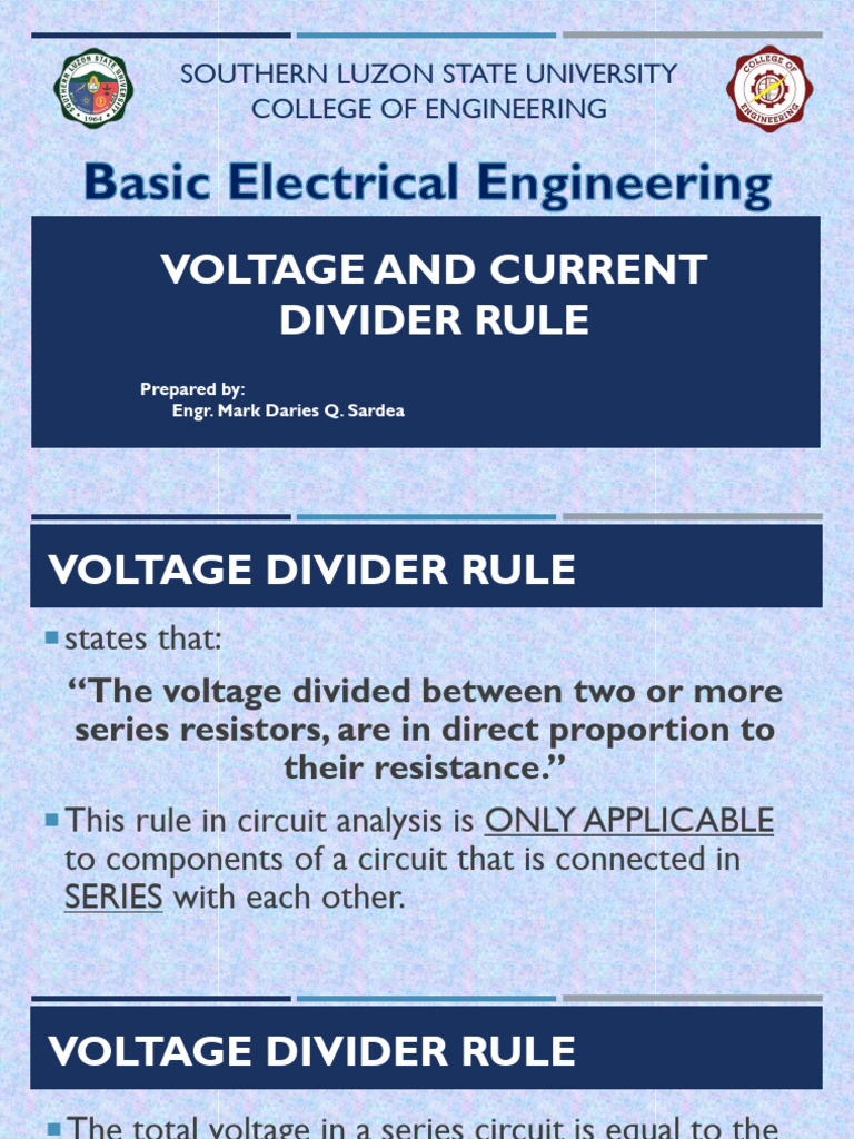 Voltage and Current Divider | PDF | Series And Parallel Circuits | Electrical Network