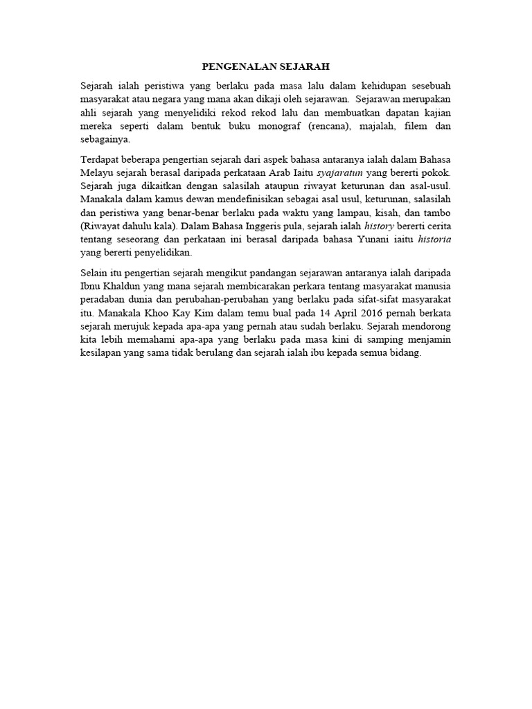 PENGENALAN SEJARAH | PDF