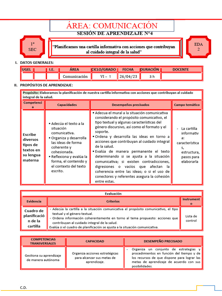 1° Sesión de Aprendizaje Sesión4-Sem.2-Exp | PDF