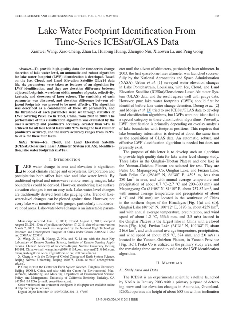 Lake Water Footprint Identification From | PDF