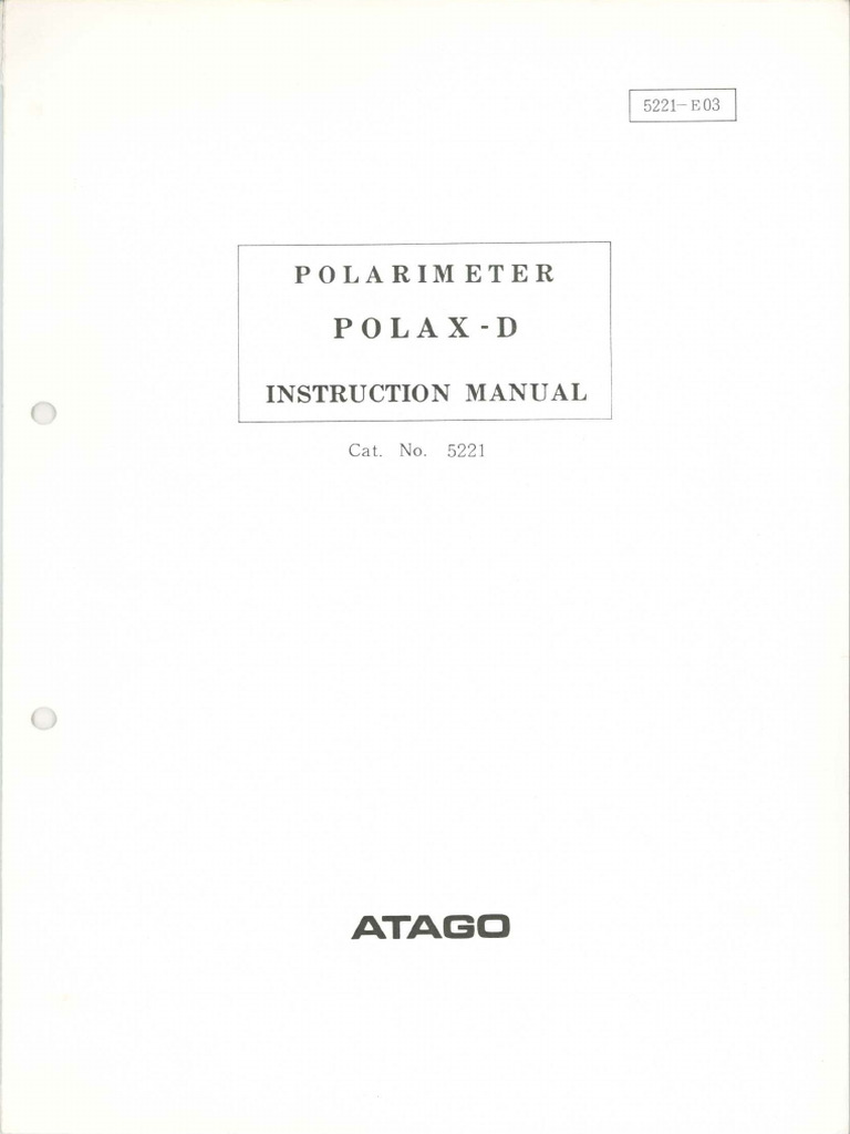 Manual Polarímetro 6429 Atago Polax | PDF