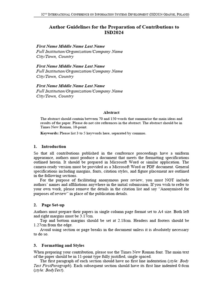 ISD2024 Author Guidelines for Papers | PDF