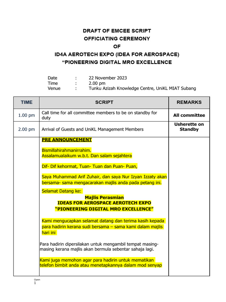 Emcee Script Melayu | PDF