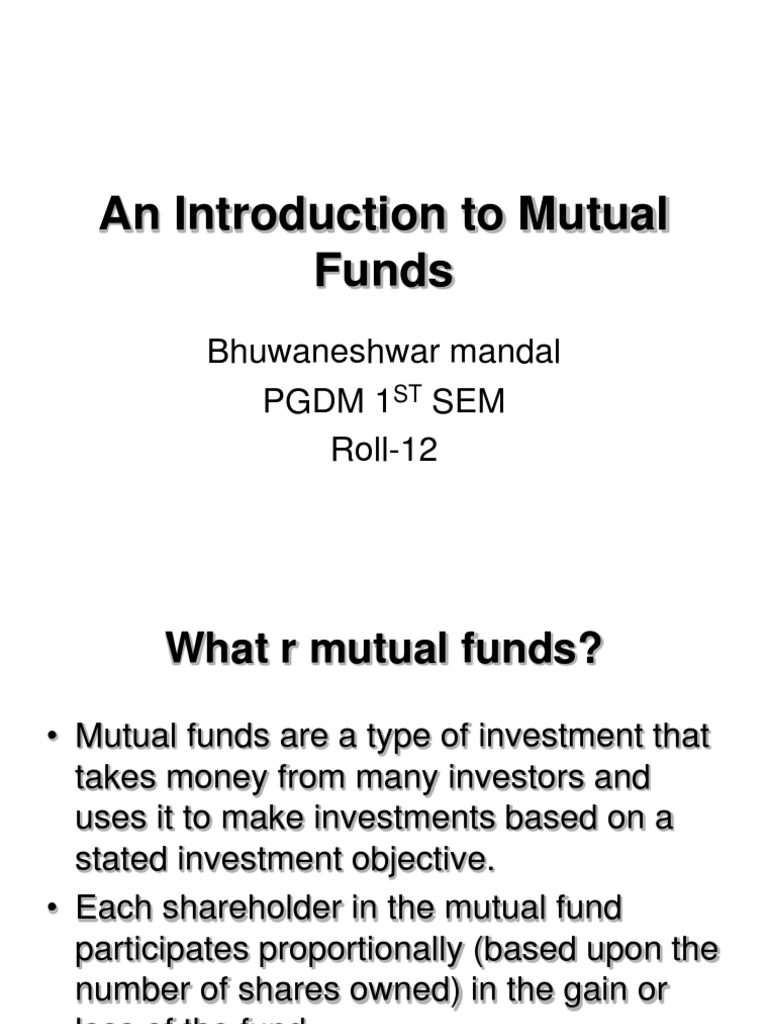 An Introduction To Mutual Funds | PDF | Mutual Funds | Investor