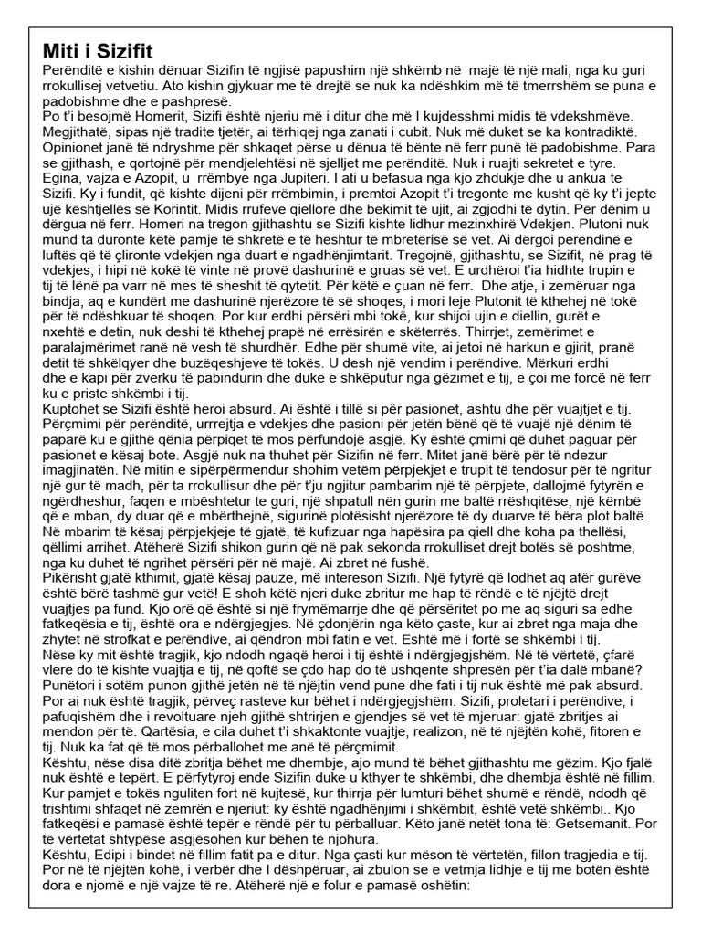 Miti I Sizifit Projekt | PDF