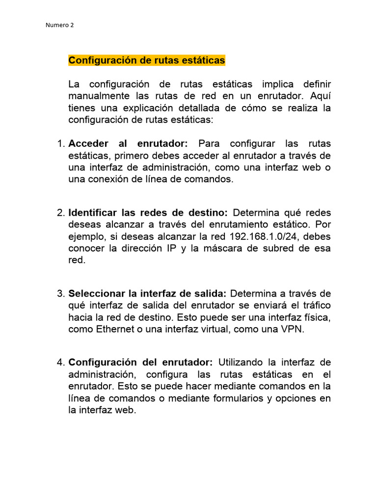 Configuración de Rutas Estáticas | PDF | Enrutador (Computación) | Dirección IP
