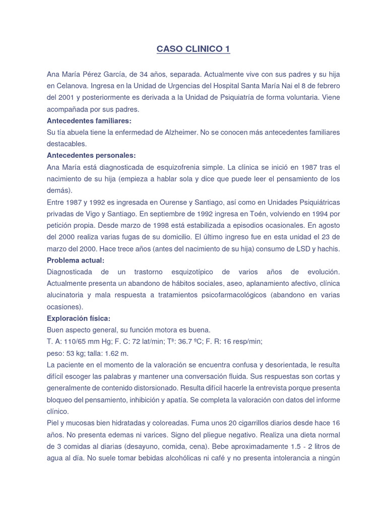 Caso Clinico 1 | PDF | Heces | Dormir