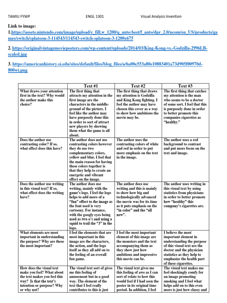 Visual Analysis for Students | PDF | Attention