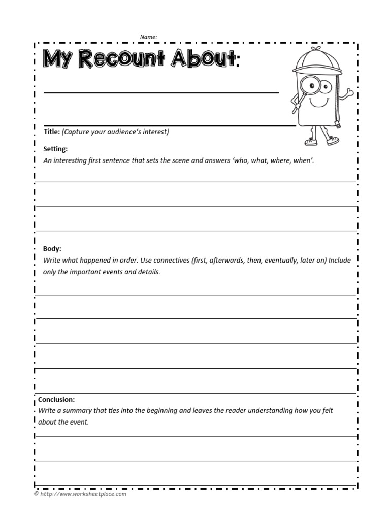 Recount Writing Worksheet 11 | PDF | General Fiction
