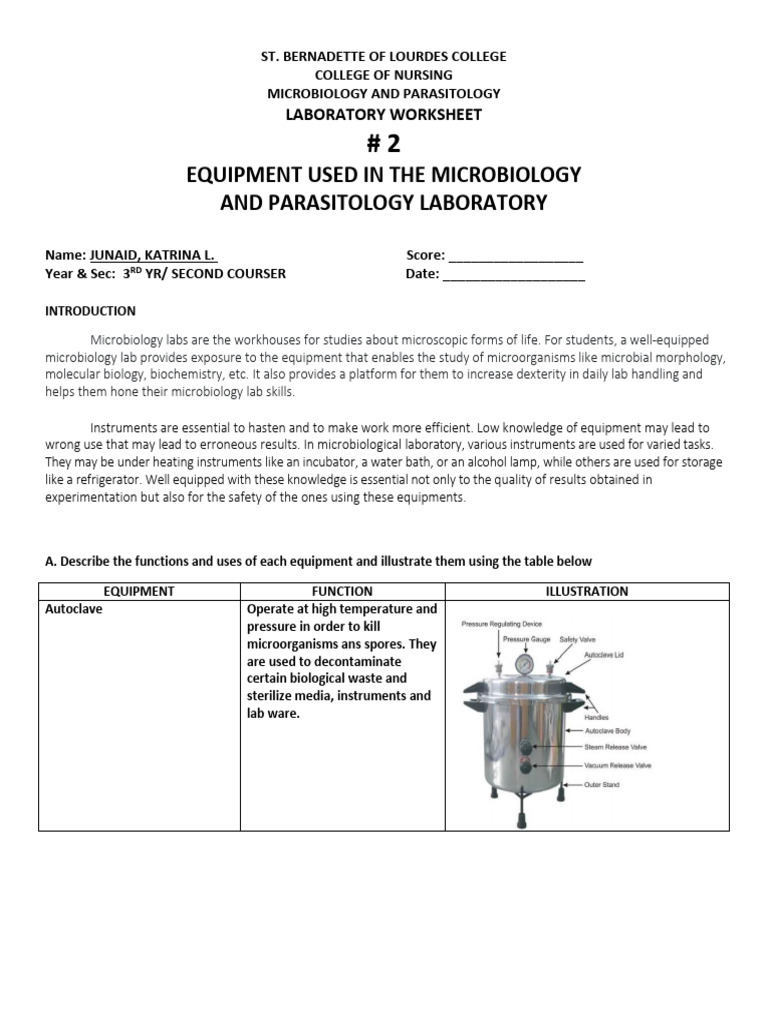 Lab Worksheet 2 | PDF | Sterilization (Microbiology) | Microorganism