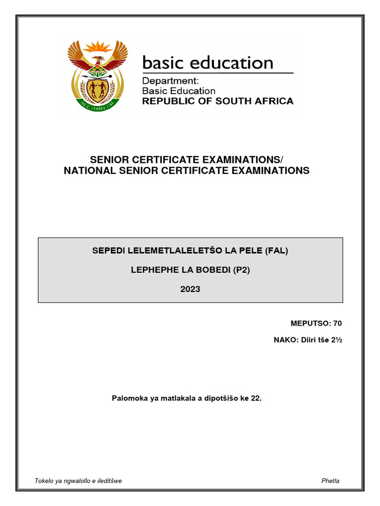 Sepedi FAL P2 May-June 2023 | PDF