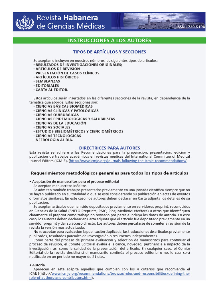 Directrices - para Autores - RHCM - 2021 | PDF