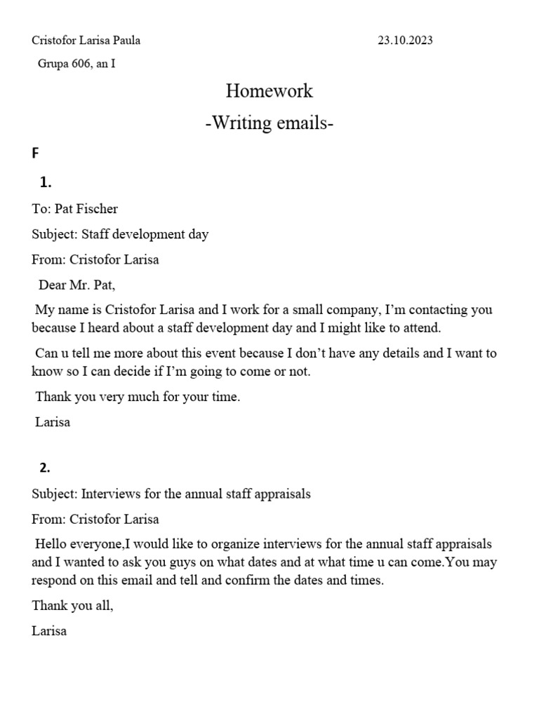 Homework Writing Emails | PDF | Career & Growth | Law