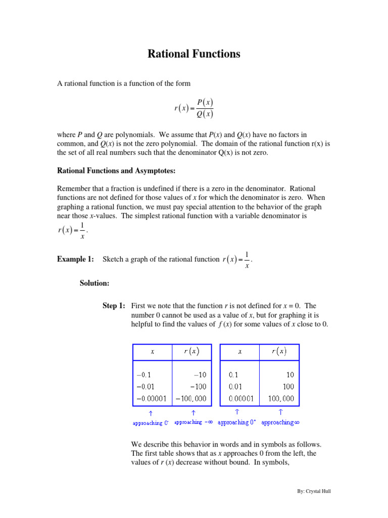 Math1314 Rational Functions | PDF | Asymptote | Function (Mathematics)