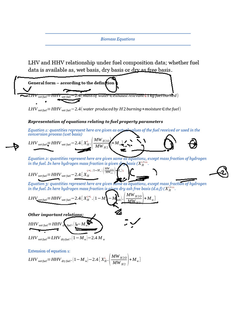 Biomass formula sheet | PDF
