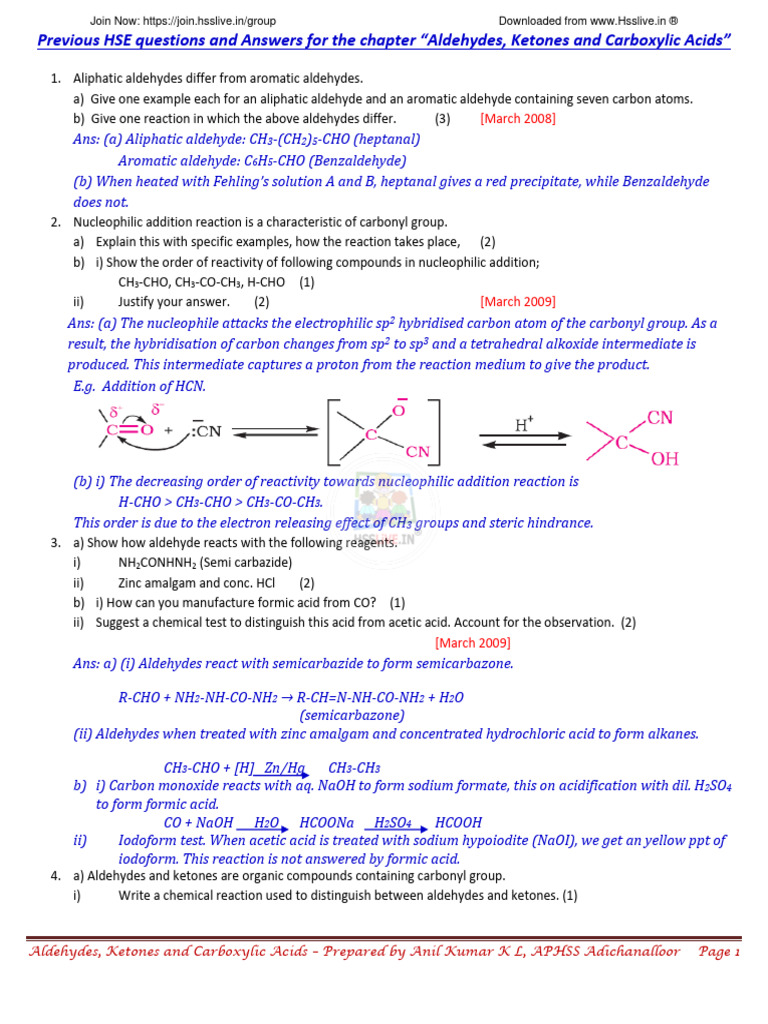 Xii-Chemistry-Qb-Ans-Anil-12. Aldehydes, Ketones & Carboxylic Acids ...