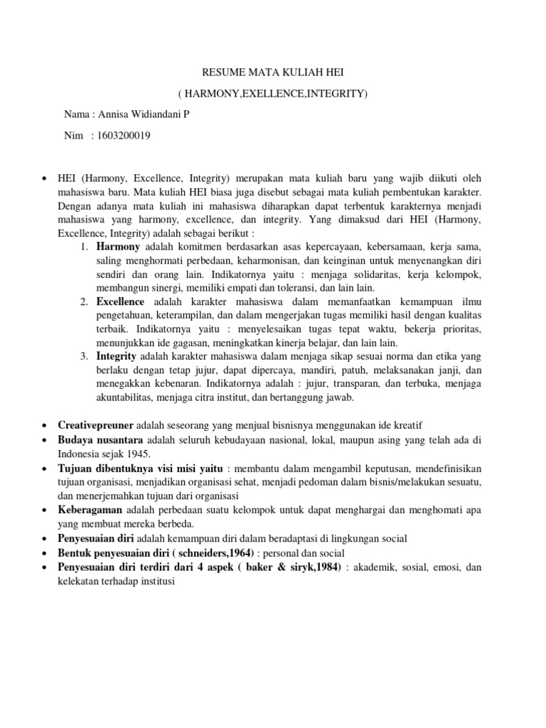 Resume Mata Kuliah Hei | PDF