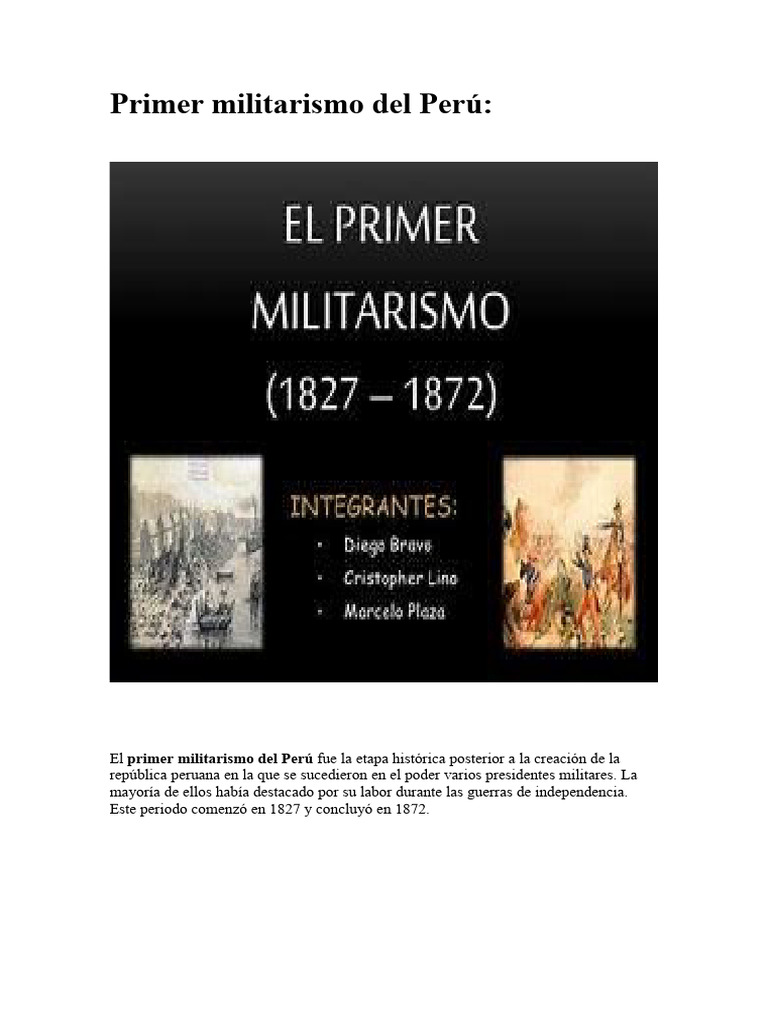 Primer Militarismo Del Perú | PDF
