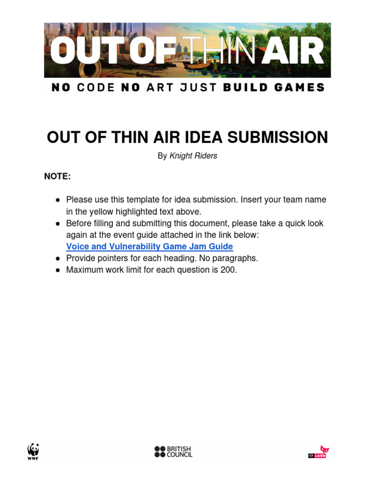 2 - OOTA-WWF-British Council-23 - Idea Submission | PDF