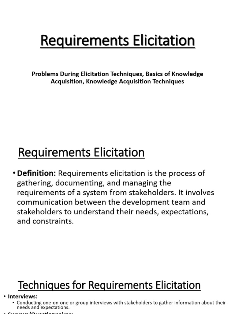 Requirements Elicitation | PDF