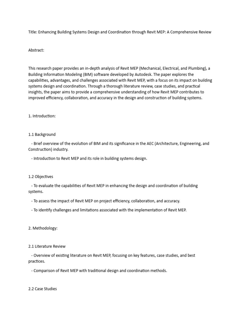 Enhancing Building Systems Design and Coordination Through Revit MEP ... Enhancing Building Systems Design and Coordination Through Revit MEP ...