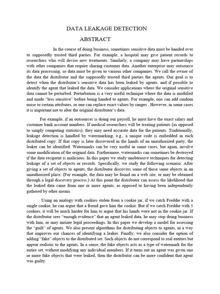 Data Leakage Detection Abstract | PDF | Eclipse (Software) | Software