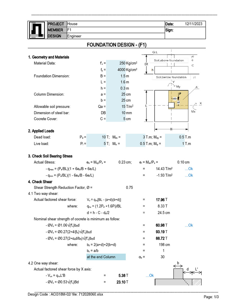 RC Spread Foundation Design | PDF