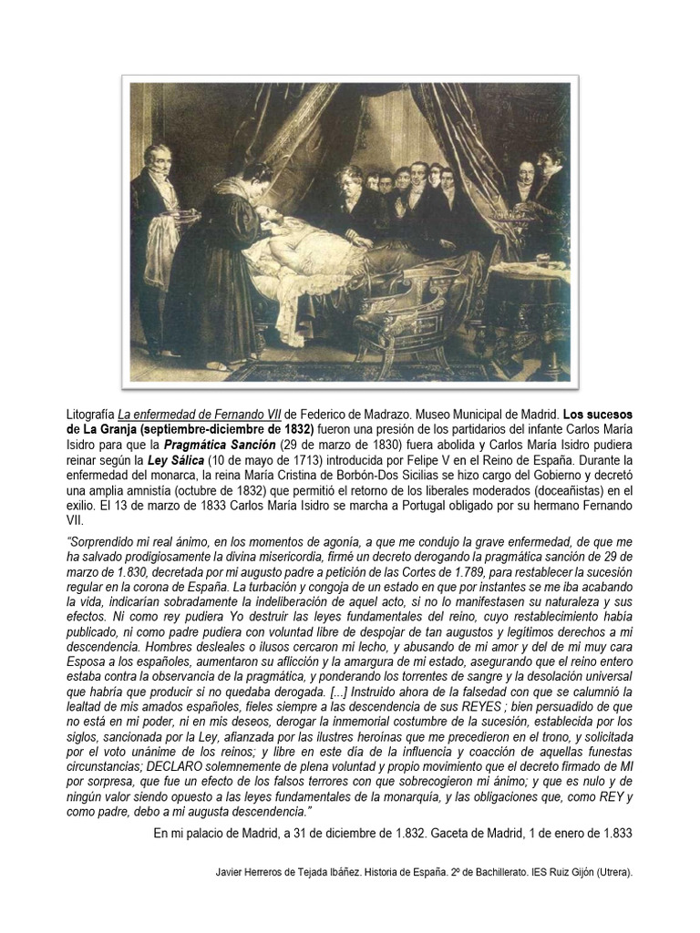 El Problema Sucesorio. Los Sucesos de La Granja. | PDF