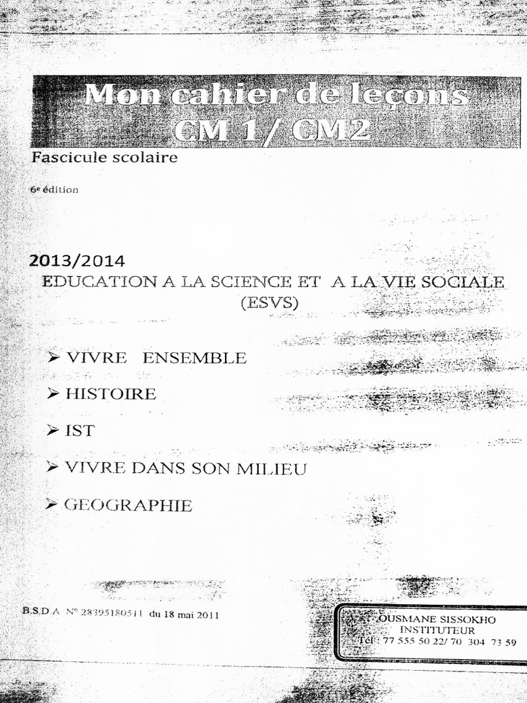 MON CAHIER DE LEçON CM1-CM2 | PDF