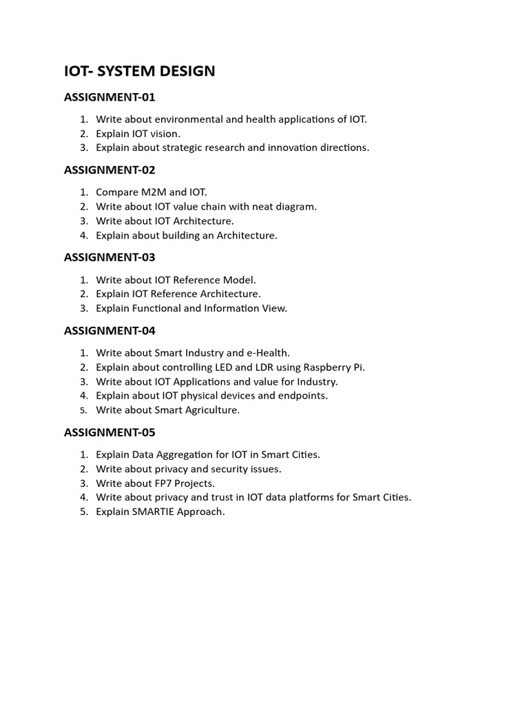 Iot-System Design: Assignment-01 | PDF