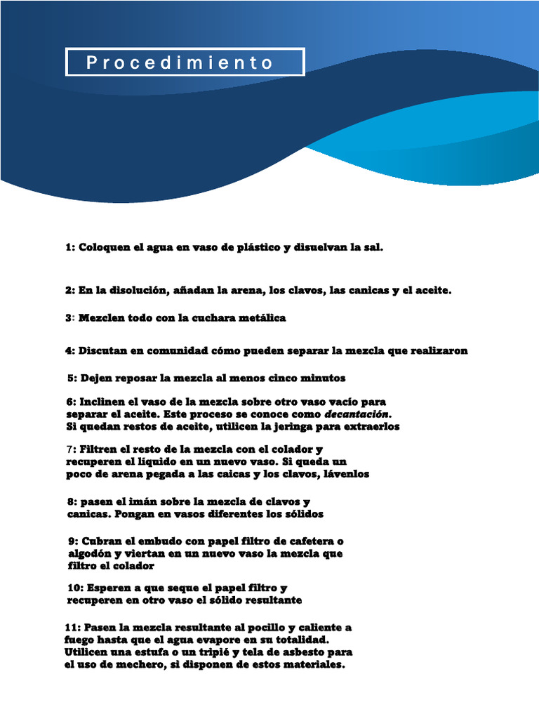 Separación de Mezclas: Experimento Práctico | PDF