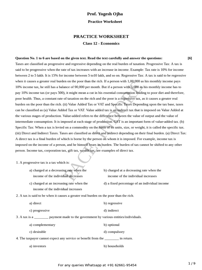 Govt Budget Q Sheet 1 | PDF | Government Budget Balance | Taxes