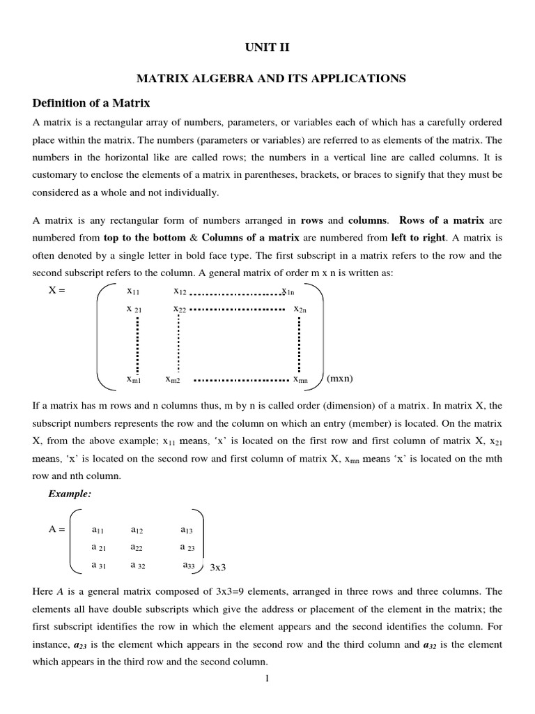 Maths Chapter 2 Matrix 22-1 | PDF