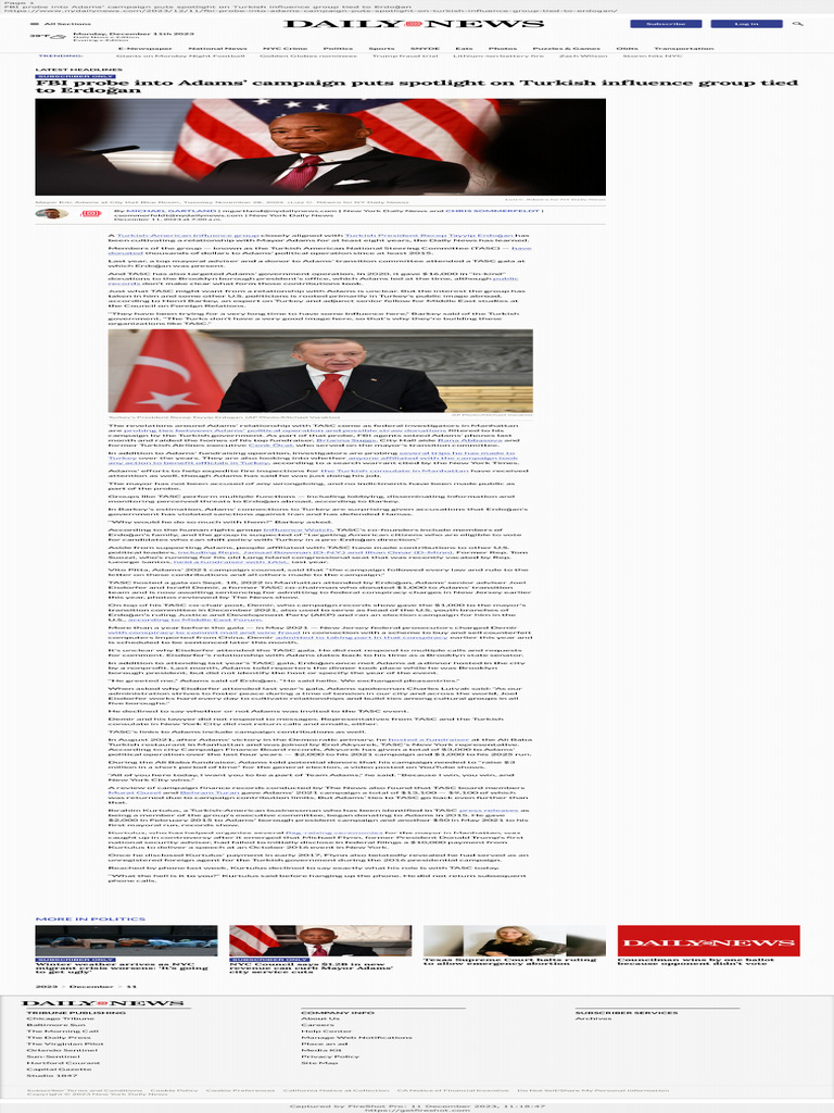 FBI Probe Into Adams' Campaign Puts Spotlight On Turkish Influence ...