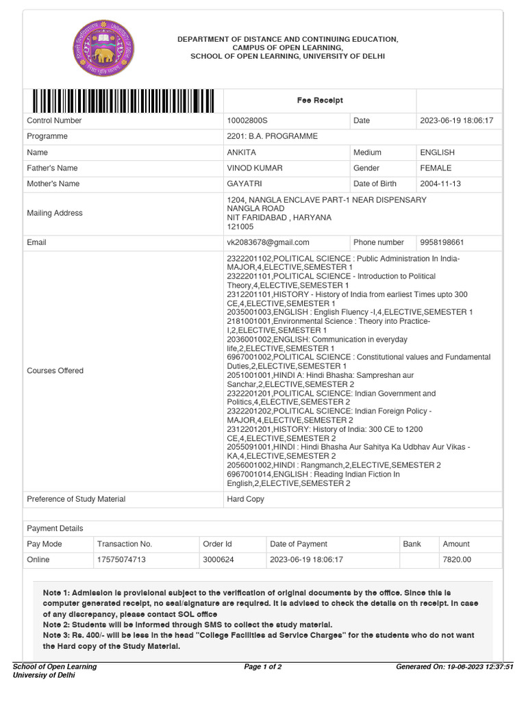 Department of Distance and Continuing Education, Campus of Open ...