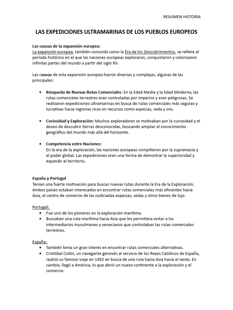 Las Expediciones Ultramarinas de Los Pueblos Europeos | PDF