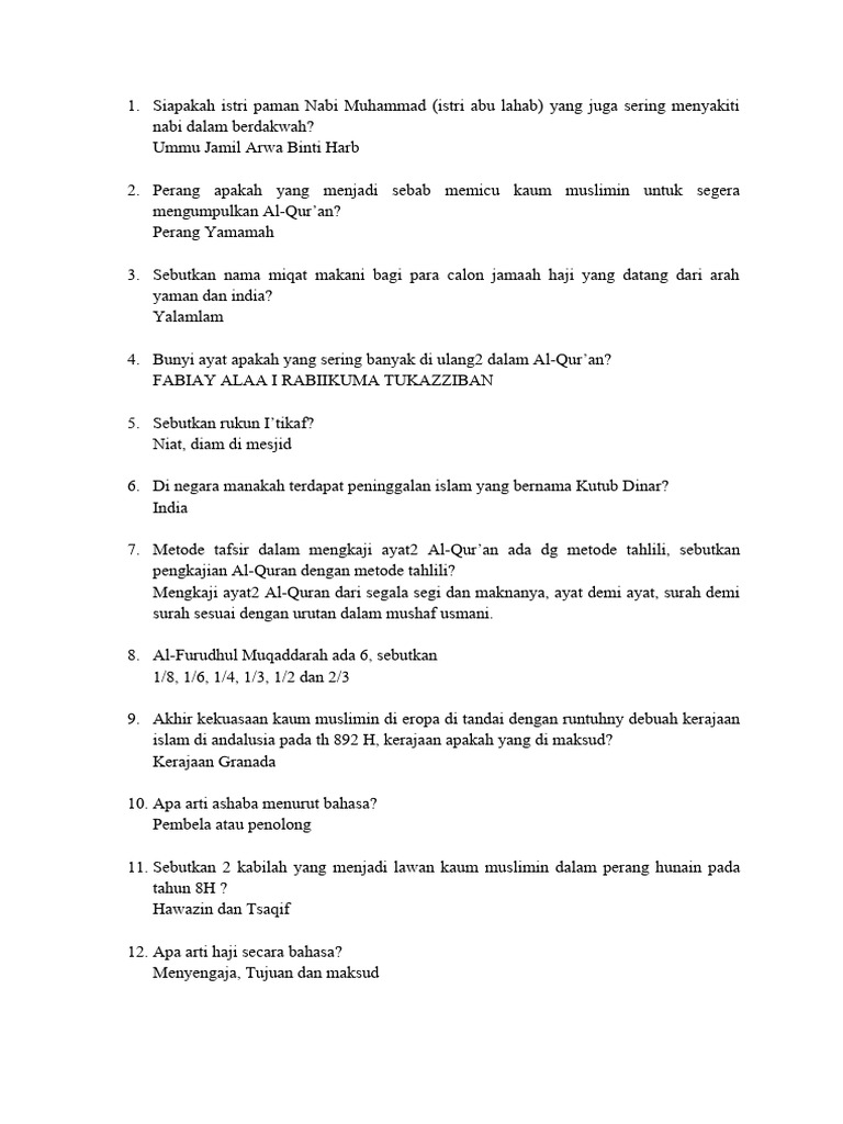 Soal Fahmil Paket 1 - 101307 | PDF