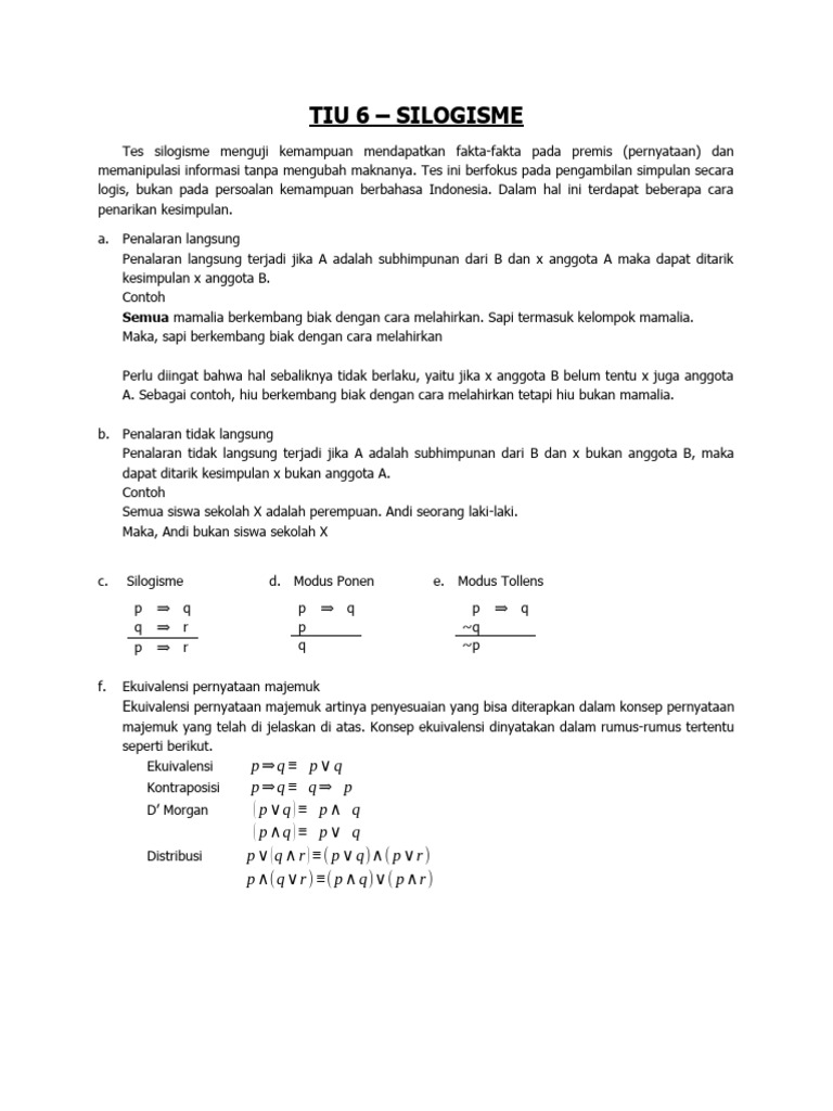 TIU 6 - Silogisme | PDF