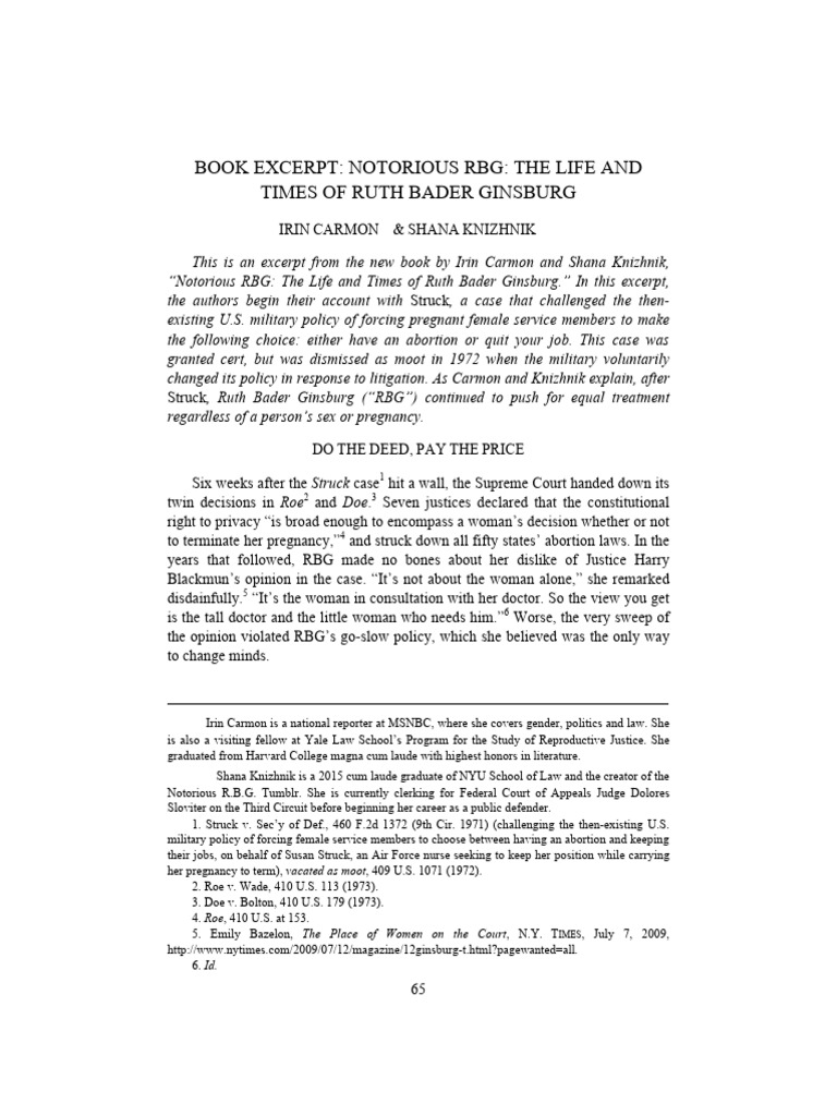 Notorious RBG book excerpt | PDF | Ruth Bader Ginsburg | Roe V. Wade