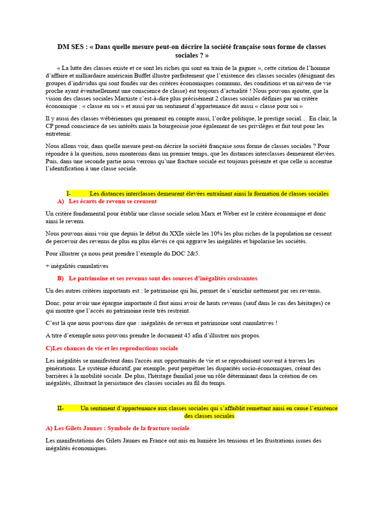 DM SES Juste Plan Et Intro | PDF