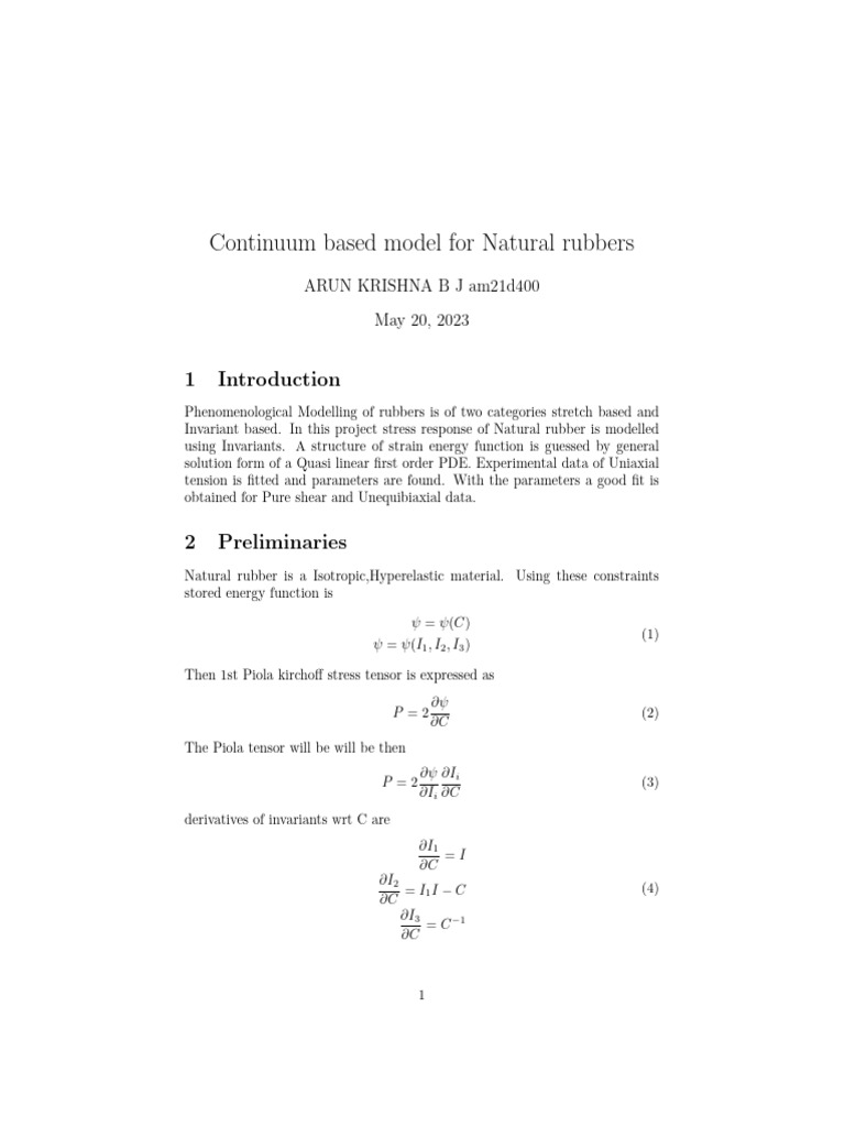 Finite Elasticity Project-AM21D400 | PDF | Mechanical Engineering | Continuum Mechanics